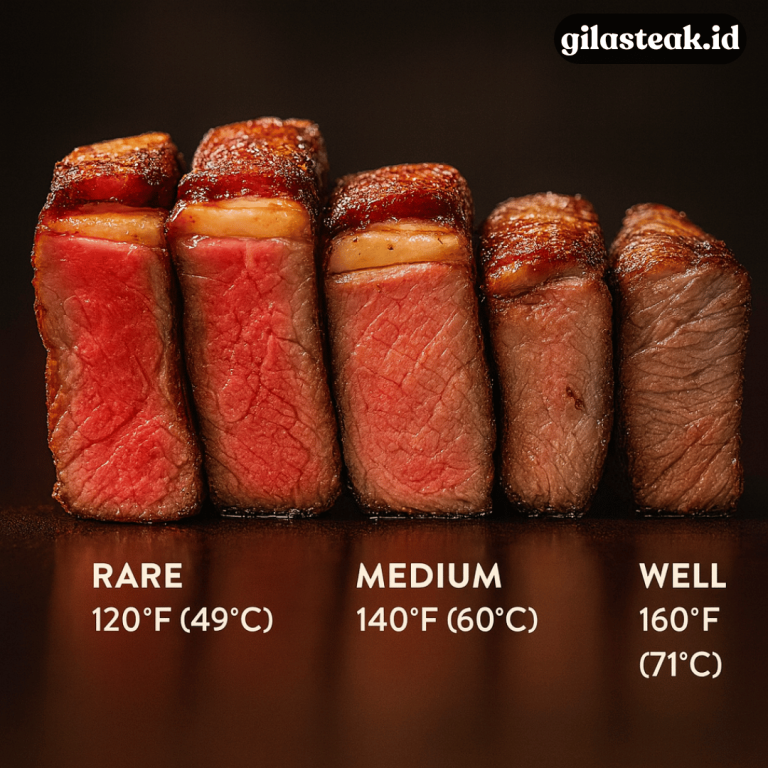 Perbedaan Medium Rare, Medium, dan Well Done pada Steak